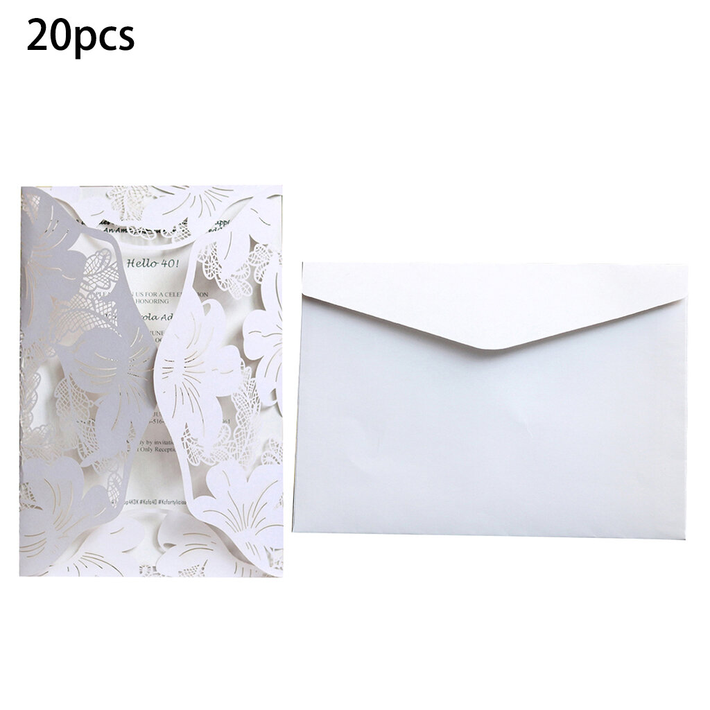20шт Пригласительных билетов на свадьбу, вырезанных лазером, приглашения на вечеринку с пустым внутренним краем