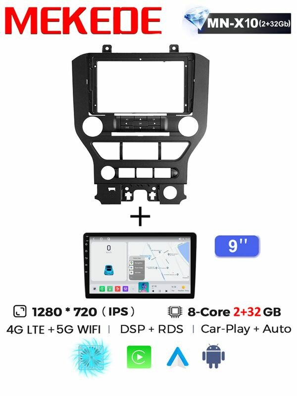 Магнитола 9" Mekede MN X10 Pro 2/32 Gb Ford Mustang S550 2014-2023 F1 carplay