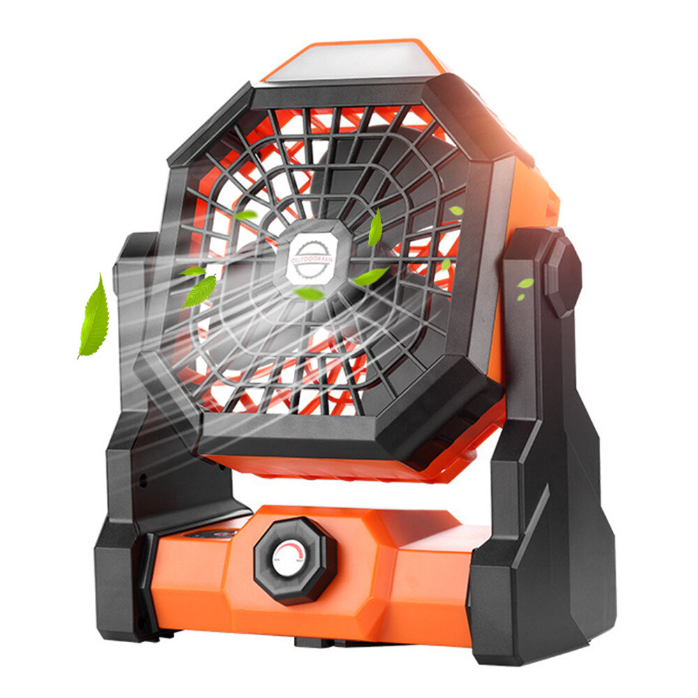 Портативный вентилятор для походов и кемпинга для палаток с бесконечной регулировкой скорости вращения 270°, с LED-освещением и подвесным крюком, батарея 7800mAh, низкий шум, настольный вентилятор для кемпинга, рыбалки, дома, офиса, цвет: Оранжевый +