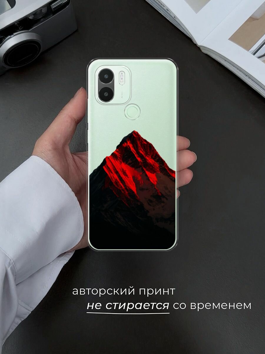 Чехол на Xiaomi Redmi A1+/Redmi A2+/Poco C51/C50 / Редми A1+ с принтом Красная гора 2, прозрачный — фото 1