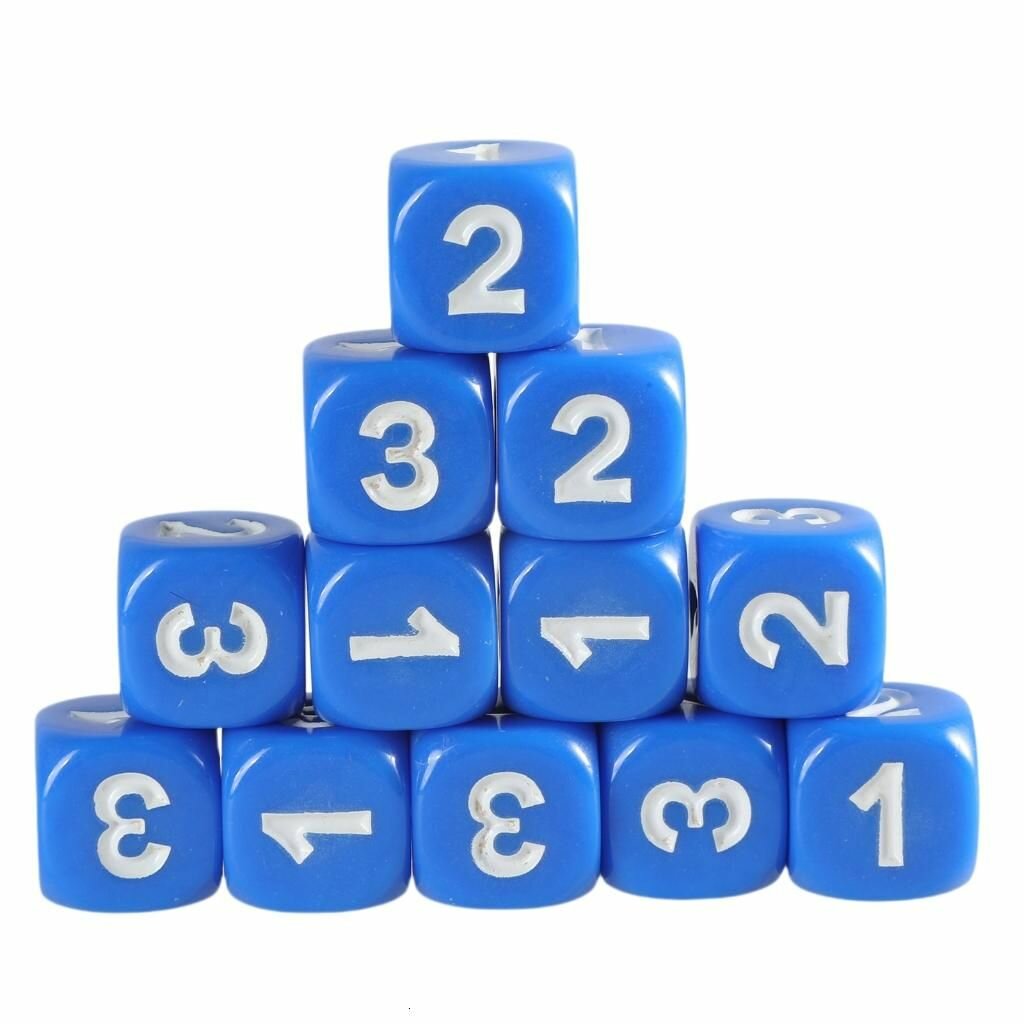 Кубики D6 с закругленными углами, 12 шт, Синий