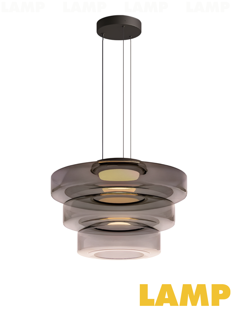 Люстра стеклянная потолочная, чёрная, тройная, стиль минимализм, LED, площадь освещения 10м², мощность 70Вт