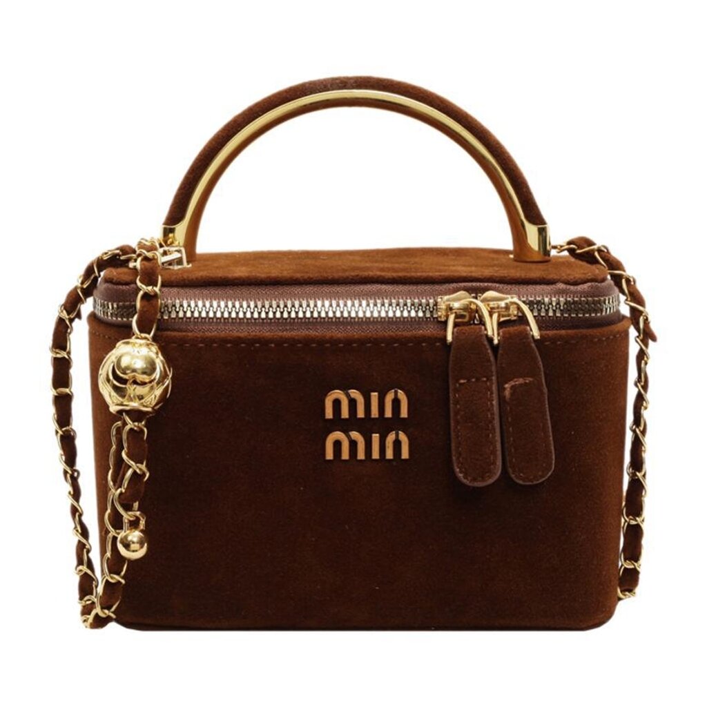 Переносная сумка-коробка из мягкой матовой кожи в стиле ретро женская-карамельный цвет