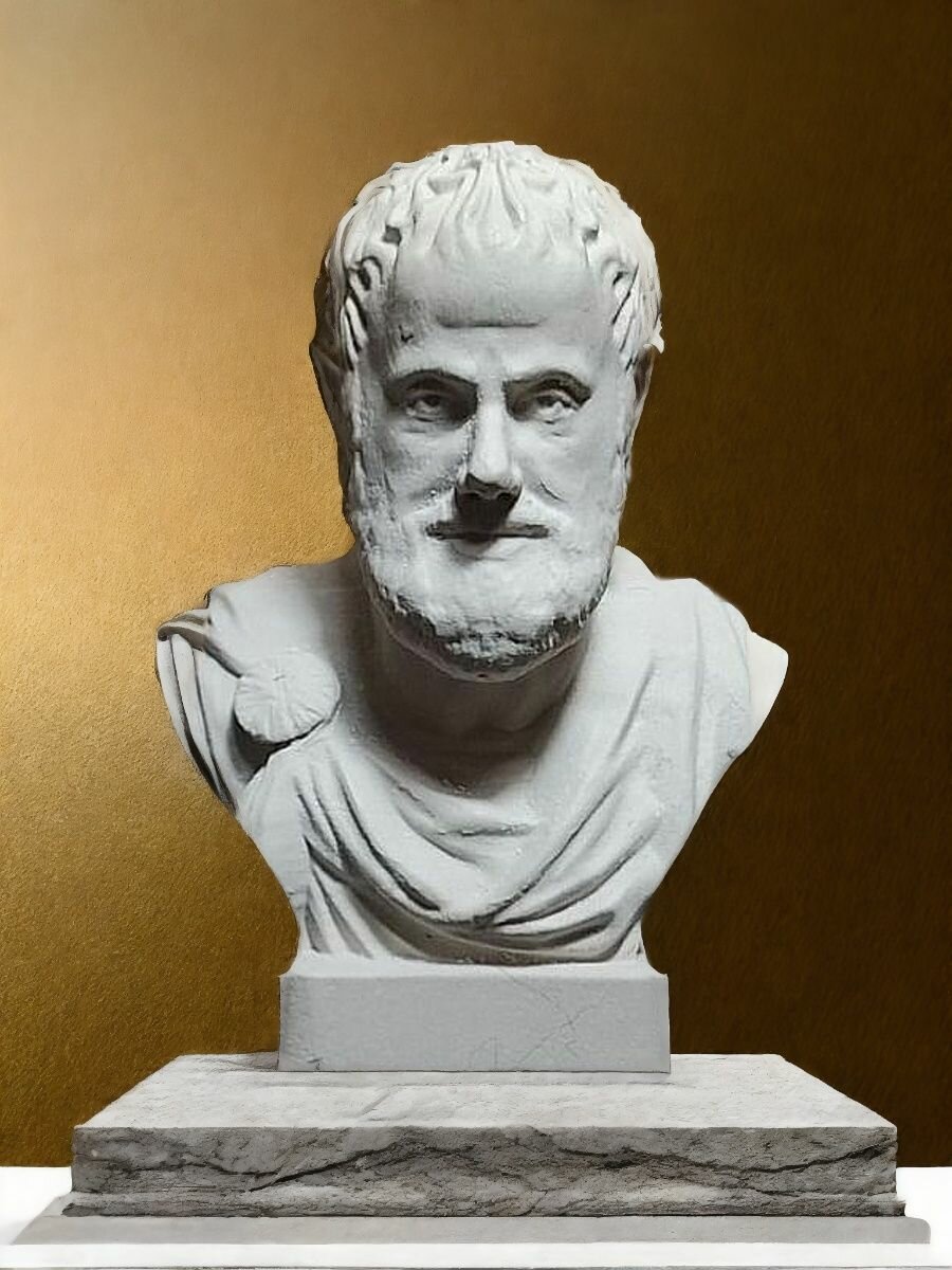 Бюст Аристотель в одеянии тога из камня 70мм. Белый. Бесшовный