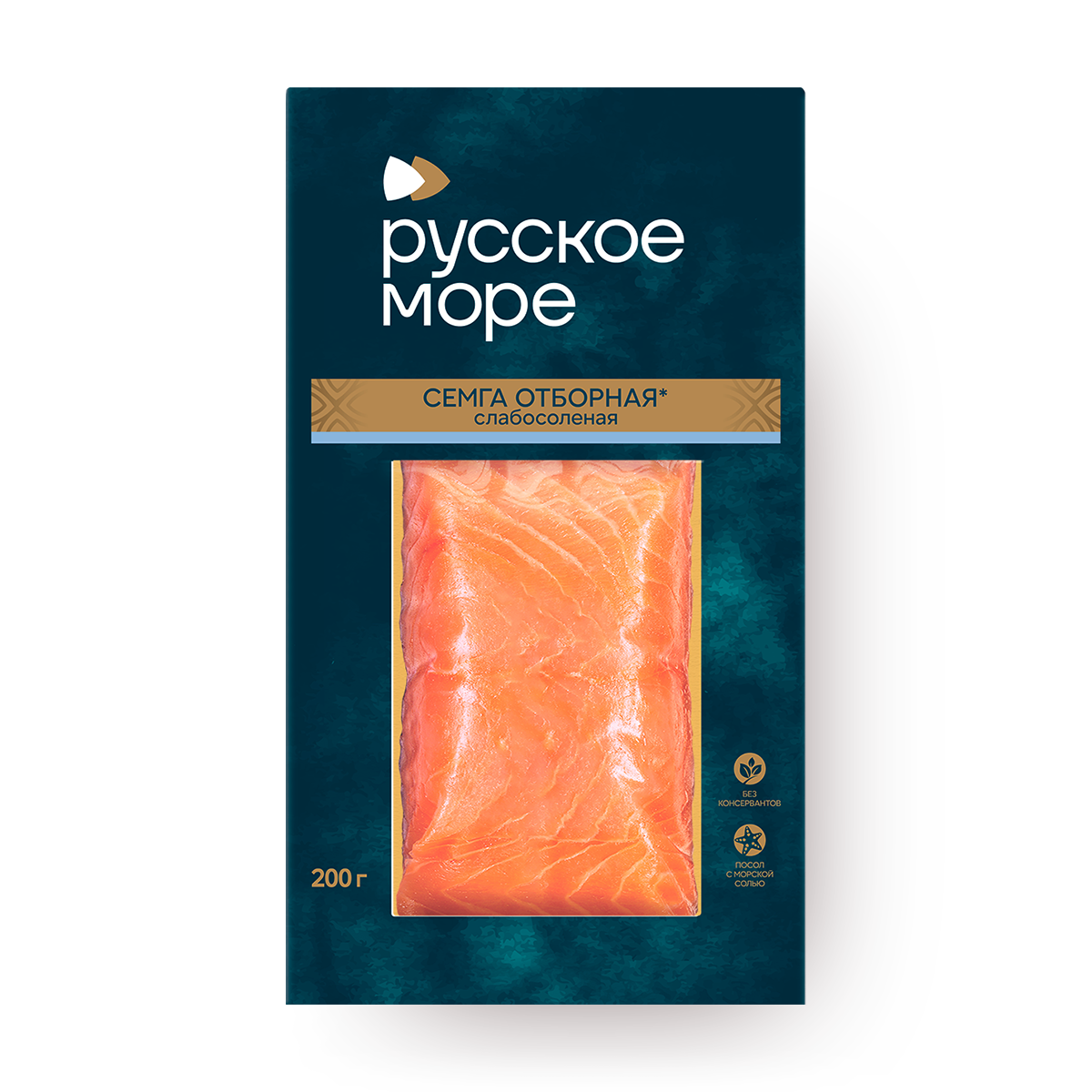 Сёмга Русское Море, слабосолёная, филе-кусок, без консервантов, 200 г