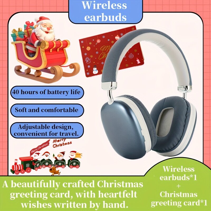 Wireless Headphones, Two-Piece Set, Wireless Earbuds*1+Greeting Card*1, Exquisite Greeting Card with Handwritten Wishes, Unique Gift, Adjustable Design, Christmas Gifts, Gifts For Girlfriend/boyfriend, Family, Colleagues, Classmates, Event Gifts