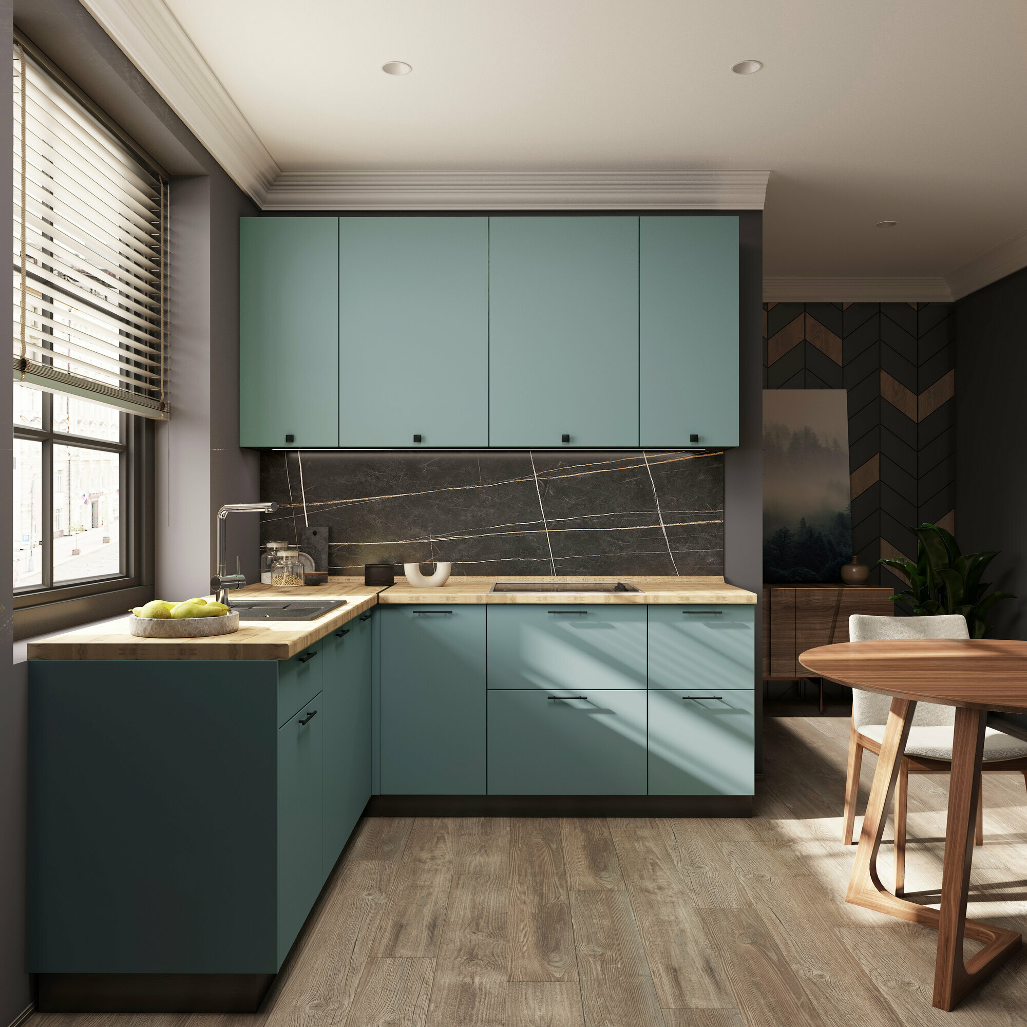 Кухня Валерия-С 2200*2000 Лагуна софт МДФ угловая