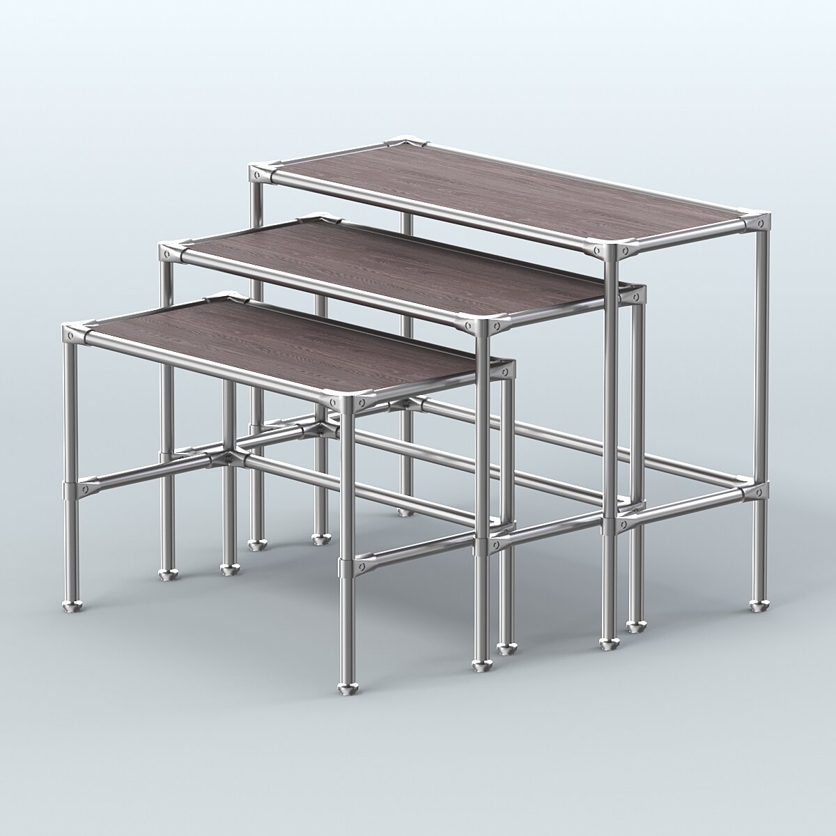 Комплект столов №1-4 с полками ДСП 16мм, Ясень Анкор темный. Производство товара - компания ТОБ.