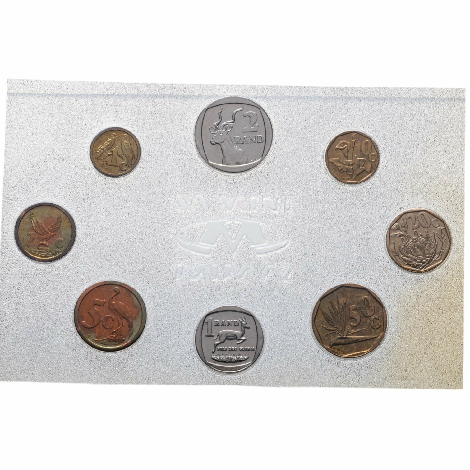 ЮАР 1992 набор из 8-ми обиходных монет в официальной запайке, Различные сплавы, в сохранности UNC