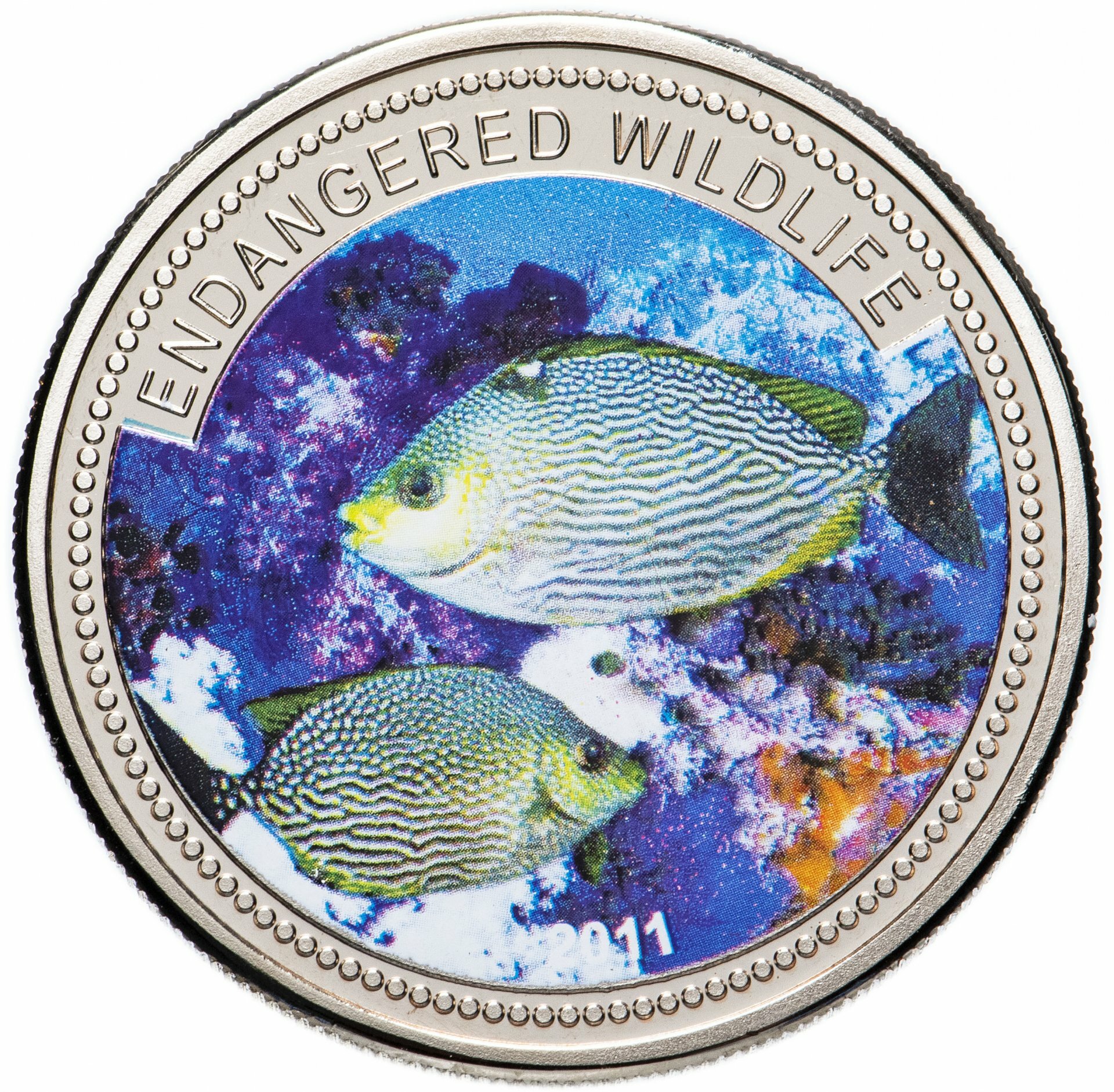 Палау 1 доллар 2011 "Подводный мир - Вымирающие виды - Рыба type 1", Мельхиор медь-никель, в сохранности PL