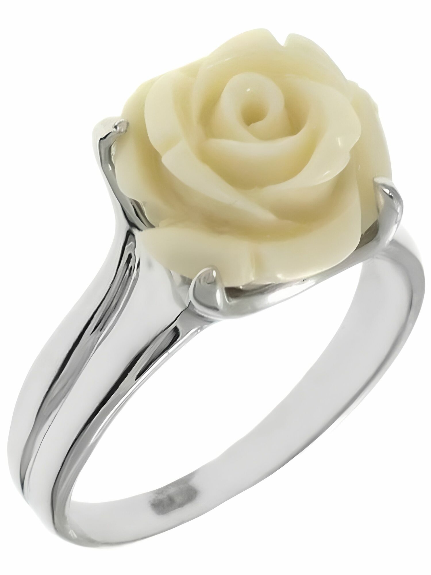 Кольцо тонкое, серебро, 925 проба, родирование, коралл