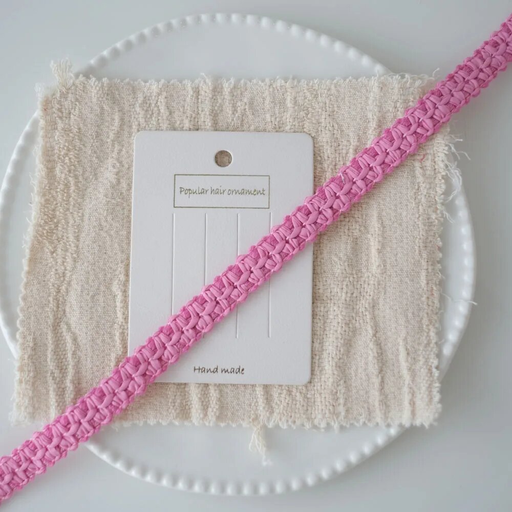 Трикотажная тесьма с бахромой, розовый, полиэстер, 3 ярда 1.5cm