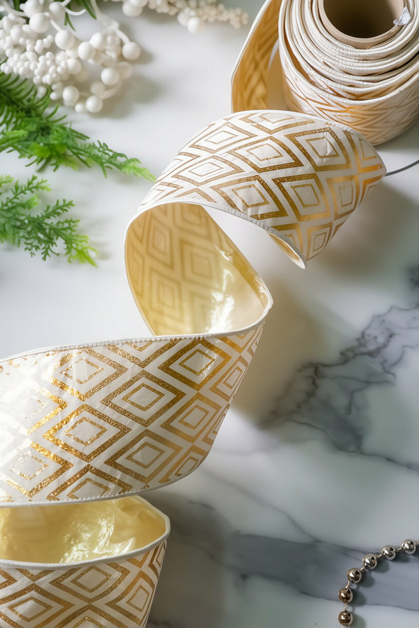 Декоративная лента дьяманти, полиэстер, слоновая кость, 457х6 см, Winter Deco 2007880