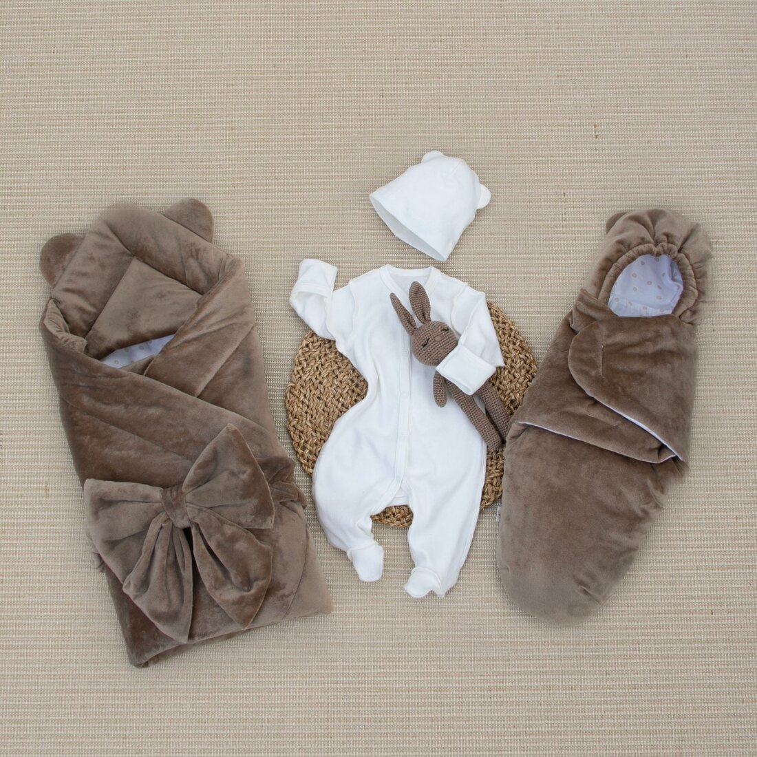 Комплект на выписку 5 предметов "Медвежонок", демисезонный, шоколад