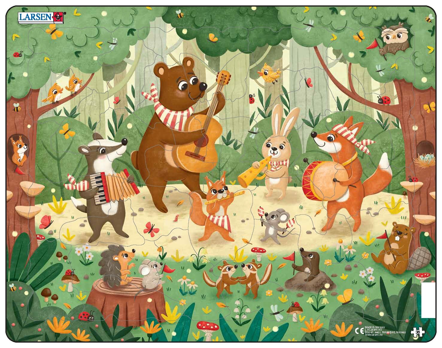 Пазл Larsen "Лесные животные - музыкальная группа", 36 эл. REI150