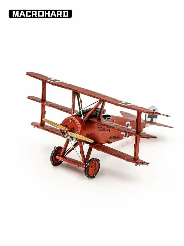 3D металлический конструктор Истребитель Фоккер Ред Барон Триплан, DIY-головоломка для взрослых и подростков, стальной пазл, сборная интерьерная модель