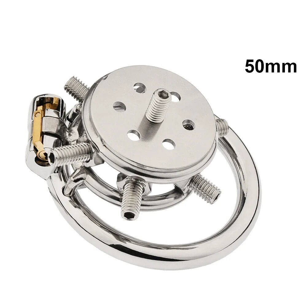 БДСМ-устройство, металлическая клетка целомудрия для мужчин с шипами, плоская No Catheter 50mm