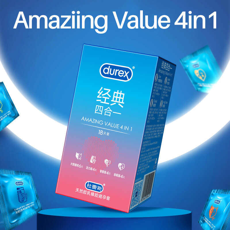 Durex секс презервативы удивительная стоимость 18 шт. durex Condoms for Men Amazing Value 4in1 18 Pcs 4 types