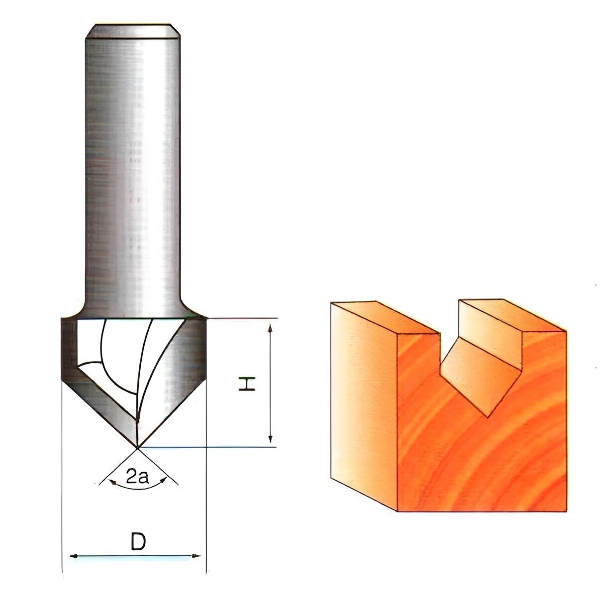 Фреза Globus 1004 d14 90 о пазовая V-образная