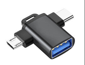 Адаптер Type-C и Micro USB 2-в-1 для устройств Android и iOS, высокоскоростная передача USB 3.0, компактный портативный