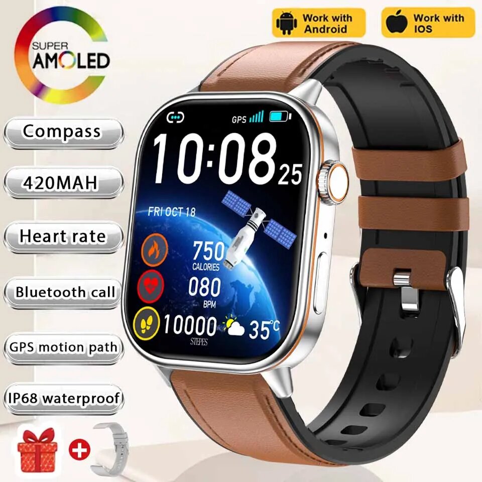 Женские умные часы Fitbit Sense 2 Brown leather