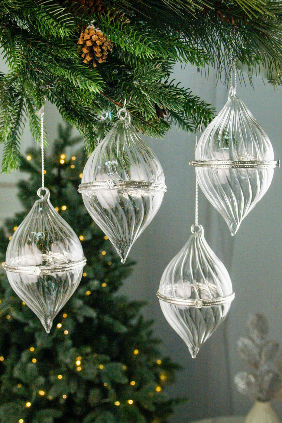 Набор ёлочных украшений боатэ, стекло, 15 см, 4 шт, Винтер Деко (Winter Deco) 5030042