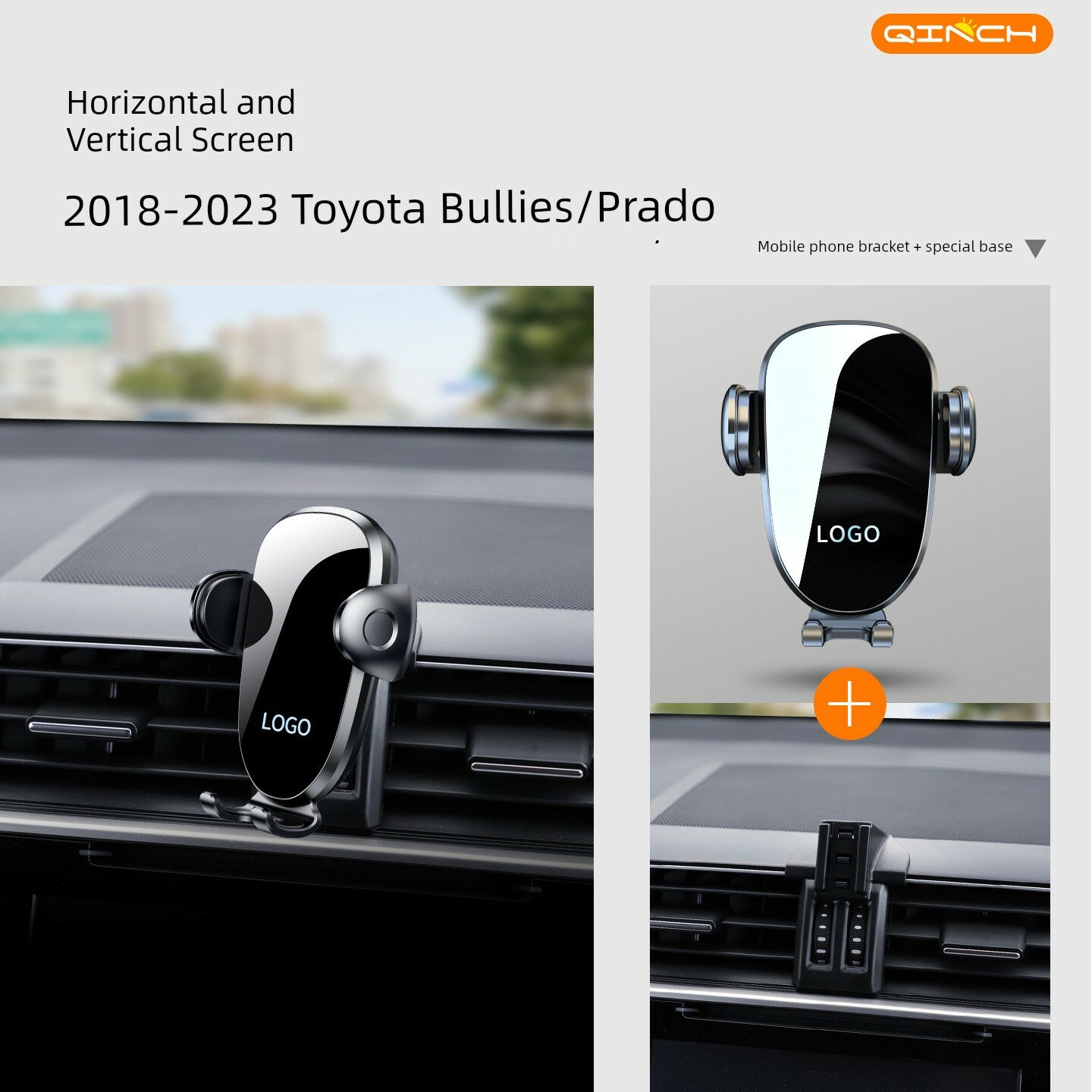 Держатель с поворотом экрана для Toyota Land Cruiser Prado 2018-2023, черный цвет, универсальный (модификация экрана