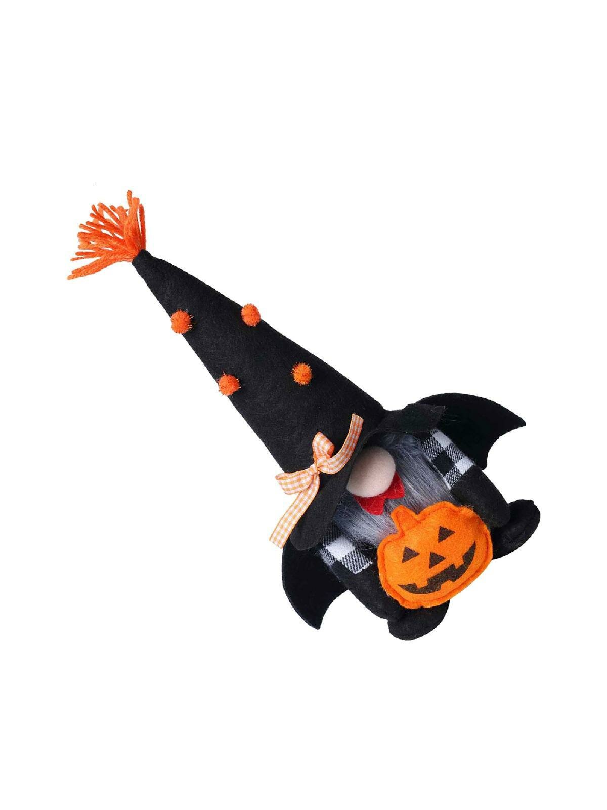 Плюшевая кукла гномов с тыквой и крыльями летучей мыши, праздничное украшение рабочего стола