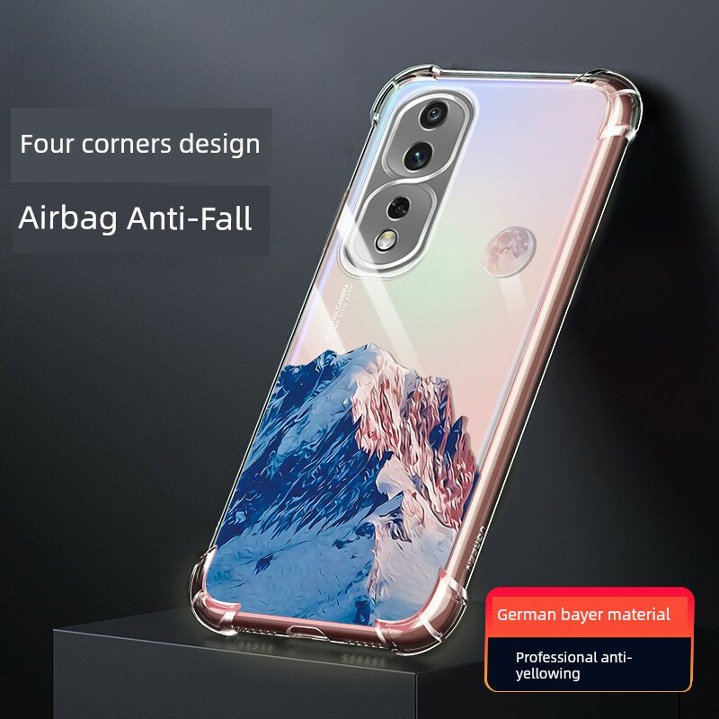 Прозрачный силиконовый чехол с воздушной подушкой для Honor 80 Pro, защита от падений, цвет красный снег