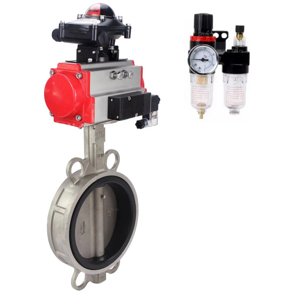 Затвор DN.ru 316-316-VITON-2W-Fb Ду80 Ру16, с пн. прив. SA-105, пн. распред. PND1-T10-220VAC, БКВ LSB-210, БПВ