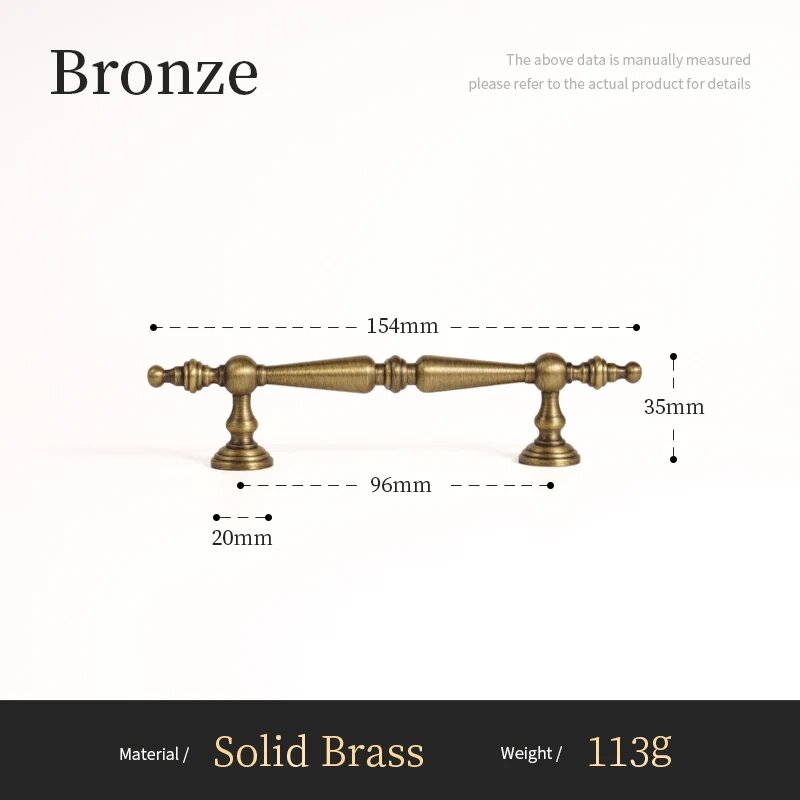 Сантая Антикварная латунная ручка бронзовая Pitch-Row-96mm