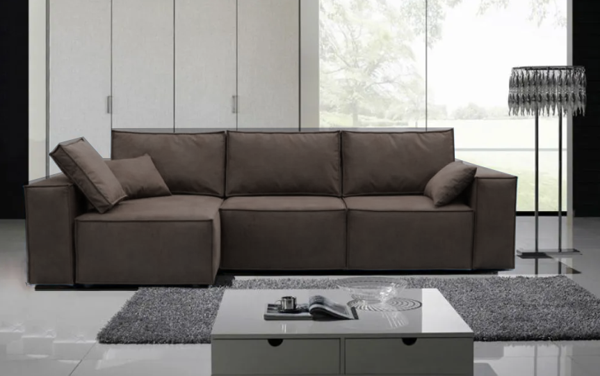 POOH Диван-кровать угловой Лофт(Норд ) velour Chocolate, 292х156х88см еврокнижка Левый