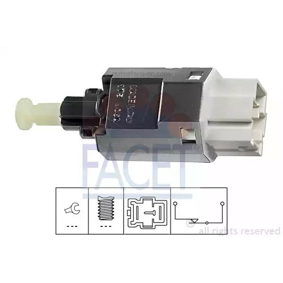 FACET 71175 Датчик стоп-сигнала MAZDA: 323 C Mk V (BA) 1.3 16V/1.5 16V/1.8 16V 94-98, 323 C V (BA) 1.3 16V/1.5 16V/1.8 16V 94-98, 323 F Mk V (BA) 1.5 16V/1.8 16V/2.0 24V 94-98,