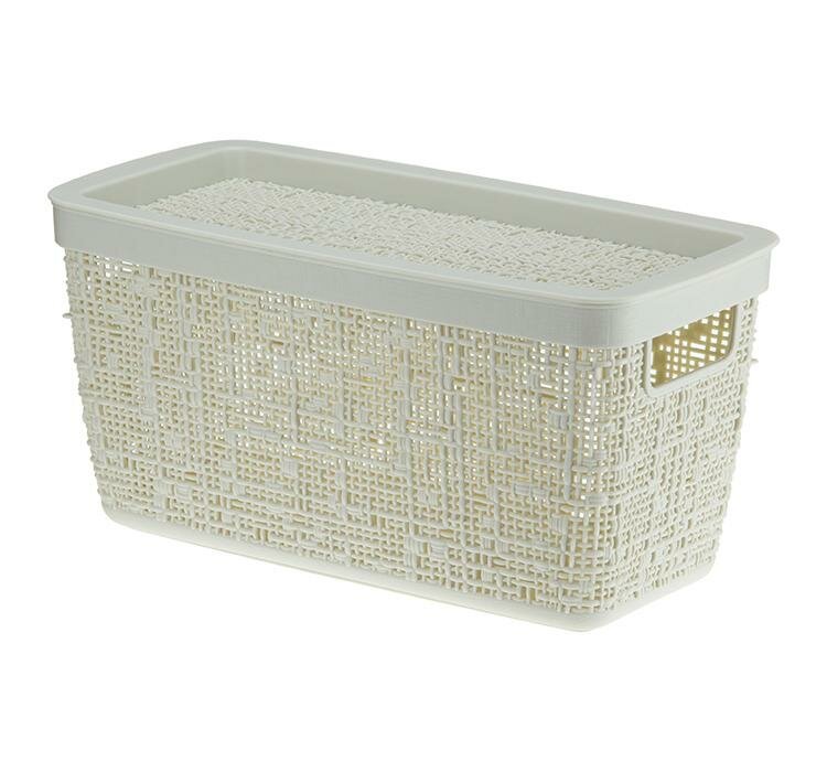 Коробка бязь 4Л С крышкой 280*140*140 белый ротанг М-ПЛ