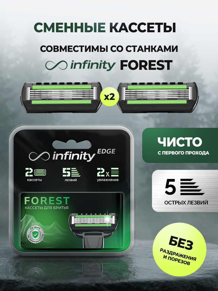 Сменные кассеты для бритья 2 шт INFINITY Forest