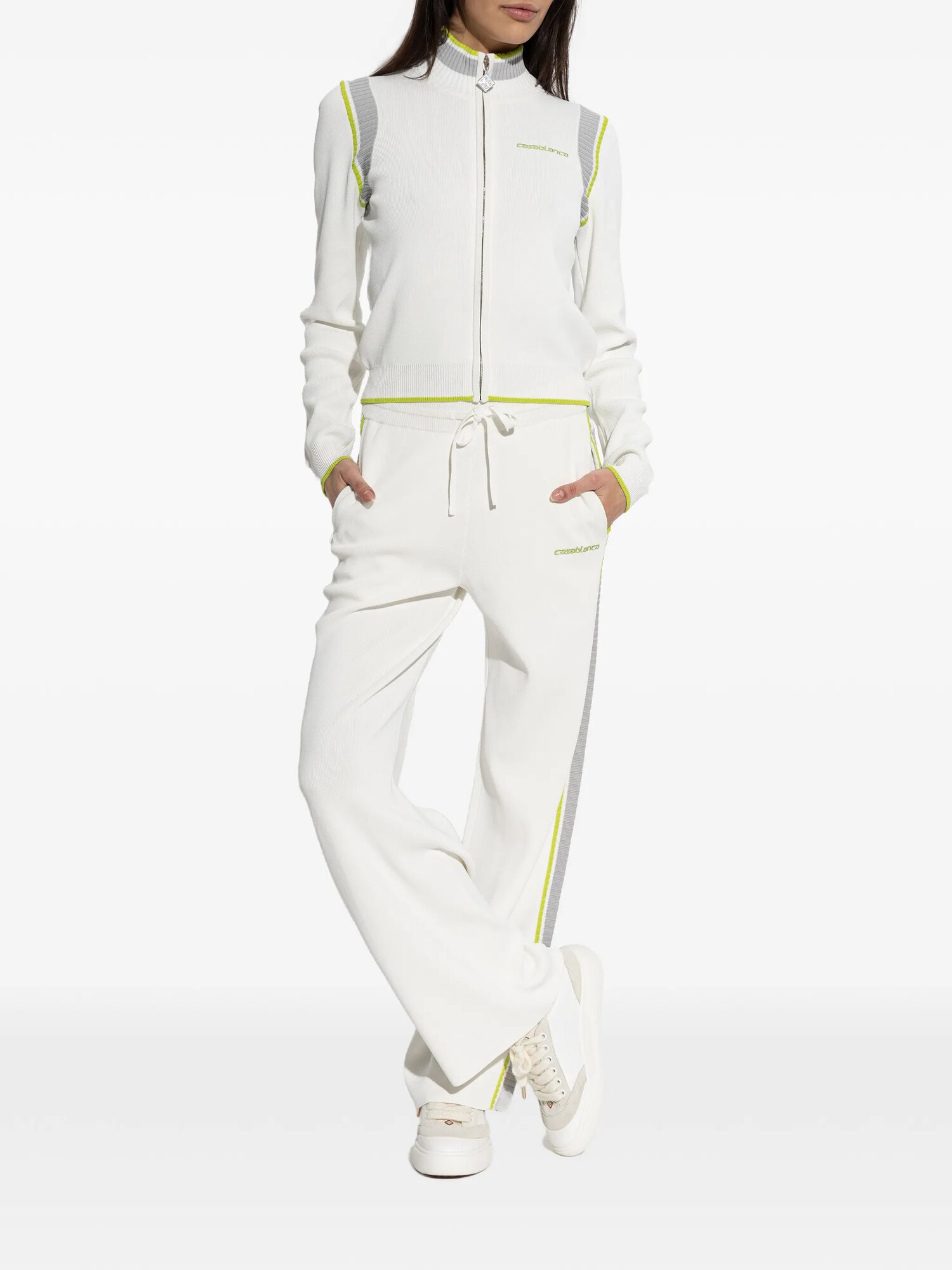 Кардиган Casablanca Zip-up cardigan, размер 42, бежевый/белый — фото 1