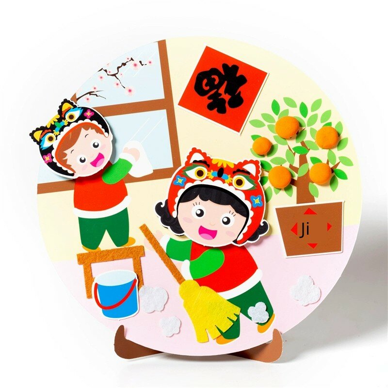 Китайский Новый год DIY набор для подвесных тарелок для детей, дизайн весенней уборки, простой художественный проект
