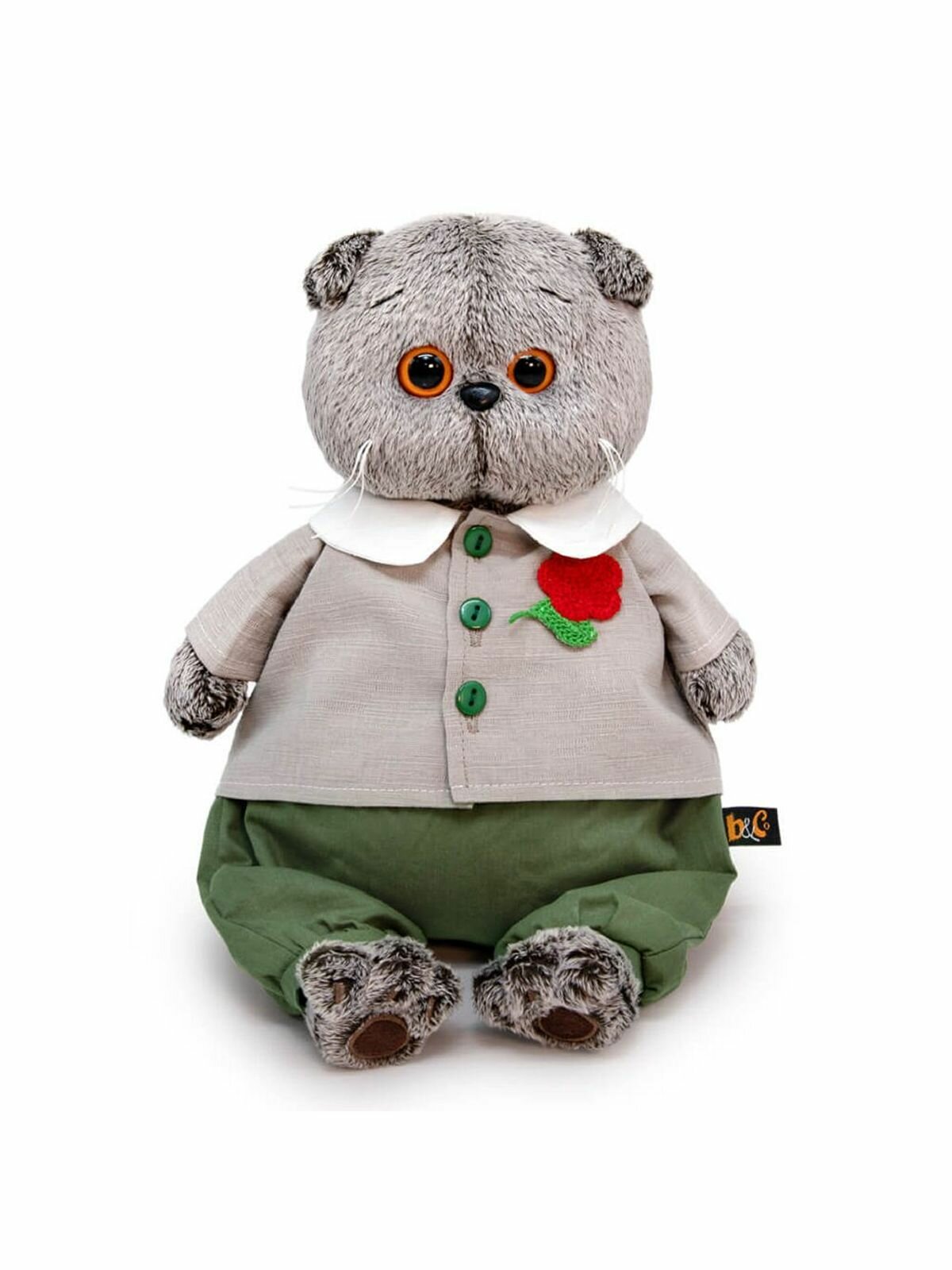 Мягкая игрушка Басик в комплекте с цветком 25 см