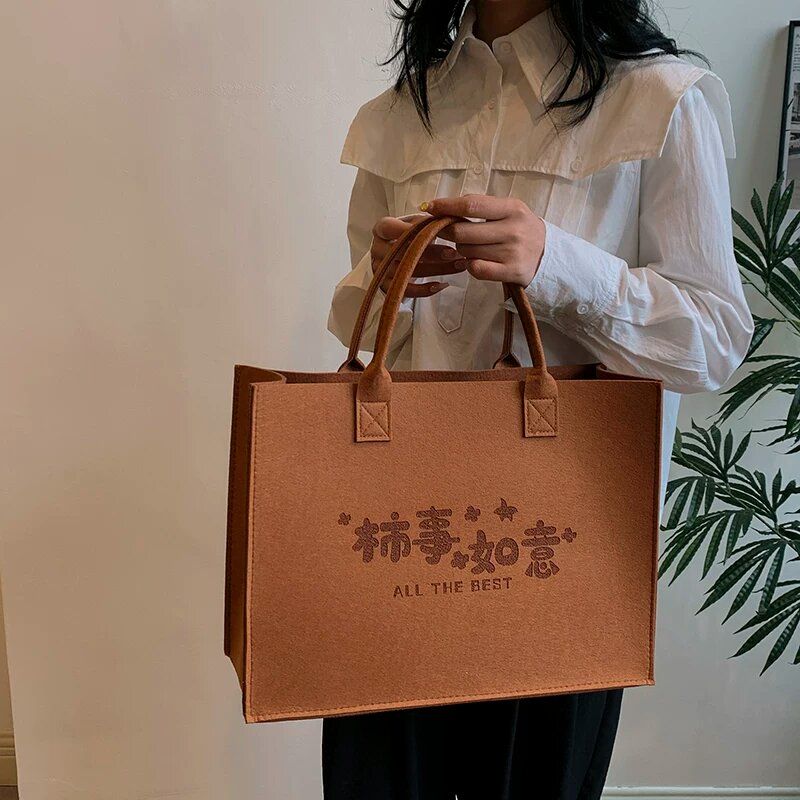 Сумка из фетра, красная сумка, сумка с индивидуальным логотипом, подарок, большая вместимость, сумка-тоут, ручная сумка, подарочная сумка для покупок