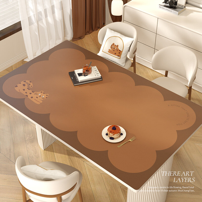 Кожаный коврик для стола, роскошный, высококачественный, для домашнего обеденного стола, не требующий стирки, водонепроницаемый, маслостойкий, скатерть для обеденного стола, коврик для кофейного стола