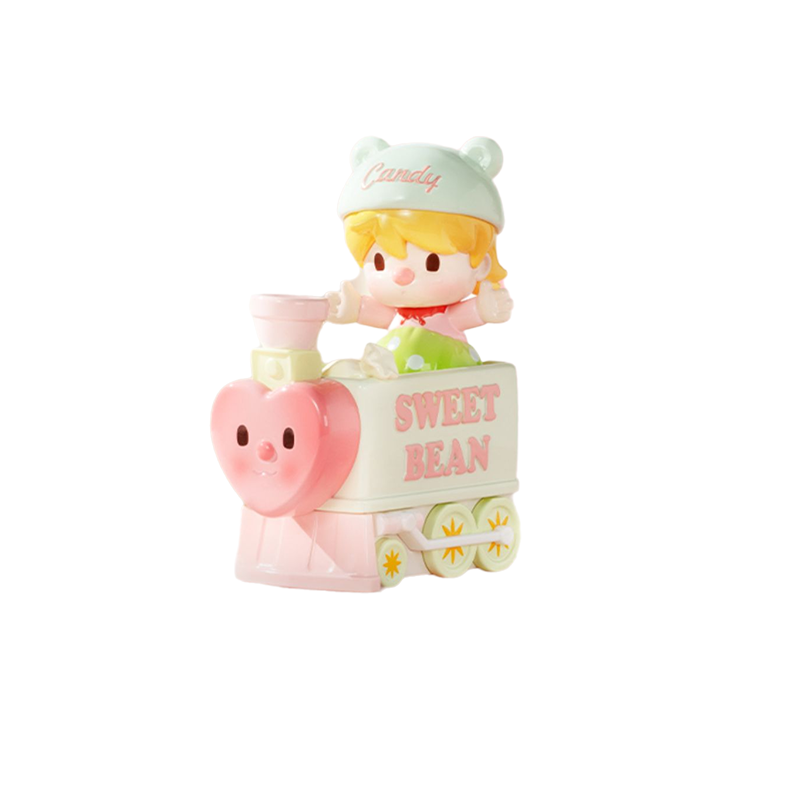 Коллекционные фигурки унисекс POP MART Little Sweet Bean Сердечный Чайный Сервис, Confirmed-Spring Charm Heart Train Candy Can (Open)