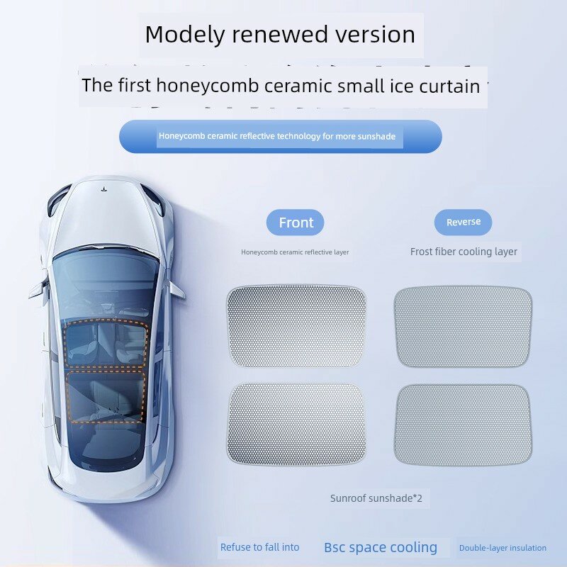 Обновленный солнцезащитный козырек для люка Tesla Model Y с гофрированным керамическим отражателем, защита от УФ-лучей,