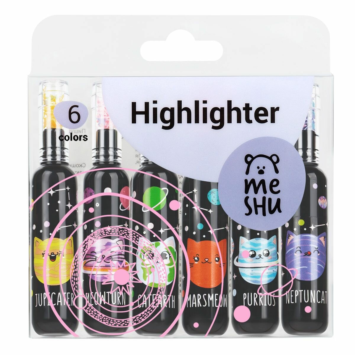 Набор текстовыделителей 6цветов 1-5мм Meowspace неоновые цвета