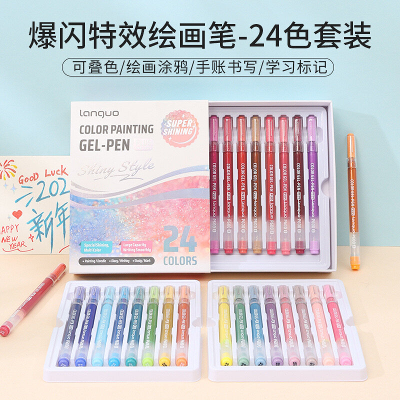 Набор подарочных ручек с мигающим синим фруктом, высокая эстетика, складные цветные ручки 1.0 мм, большой объем, маркер для рисования