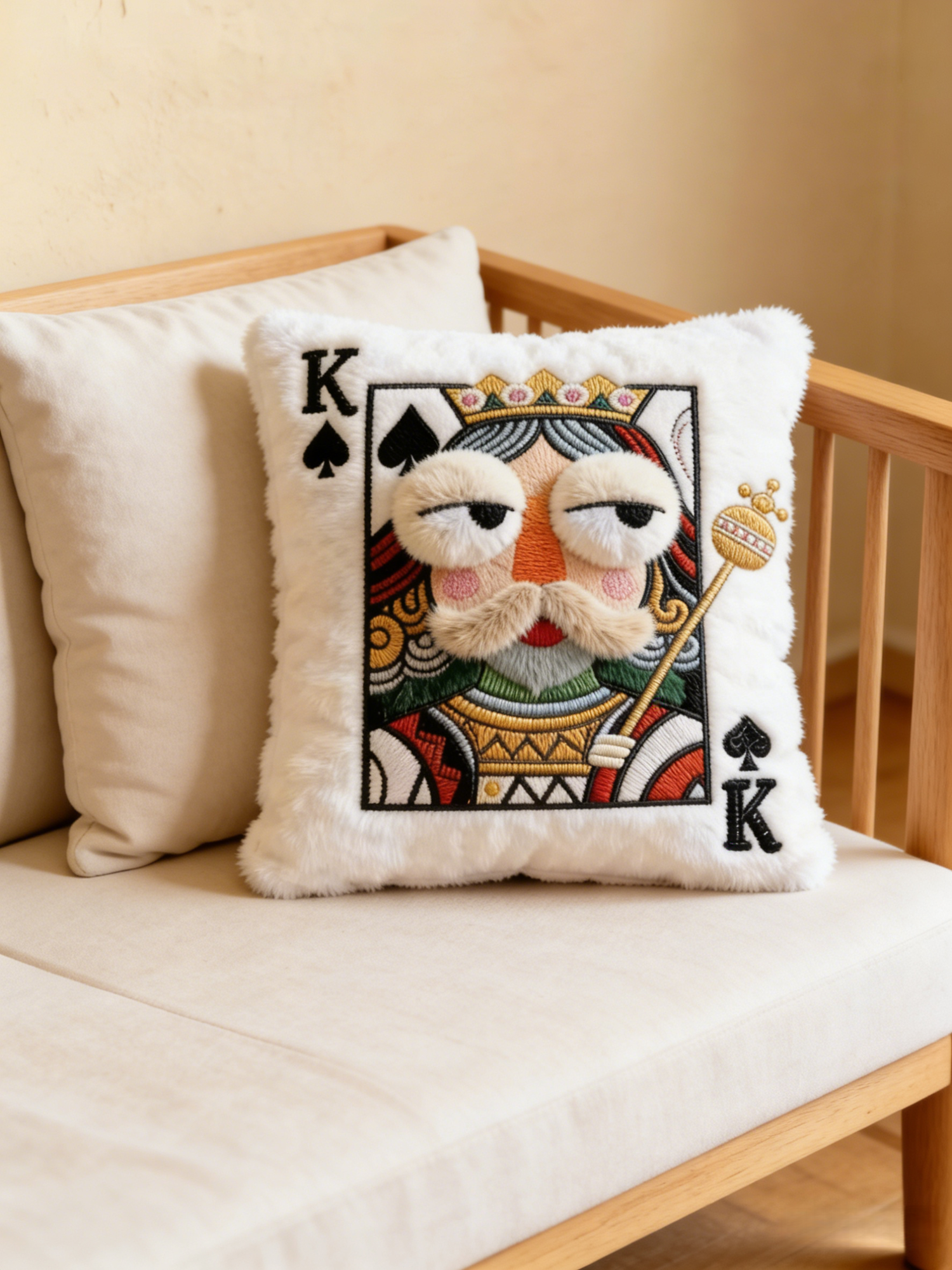 Плюшевая подушка с вышивками в виде игральных карт. Высокая эстетика! американский деревенский стиль