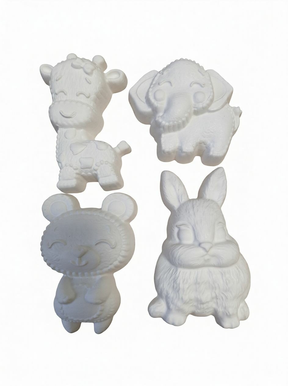 Набор 4 шт Фигурки барельеф-заготовка для творчества