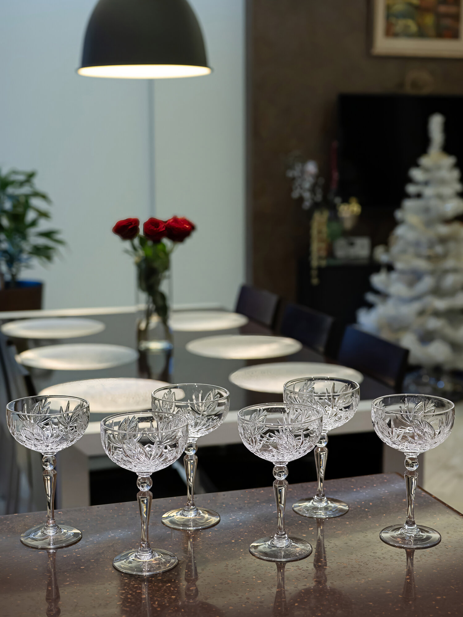 Хрустальные бокалы для шампанского, шампанки 350 мл. набор 6 шт. Неман 900/65, 6404