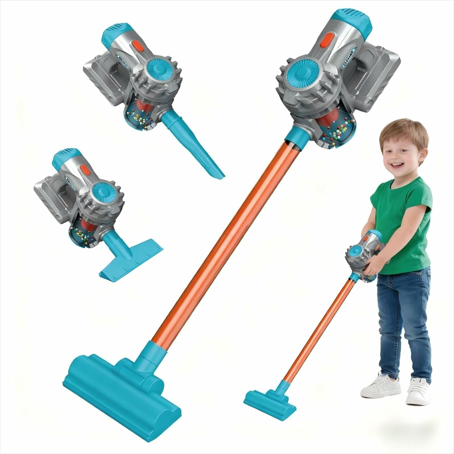 Детский игрушечный пылесос 3 в 1 с реальным всасыванием и USB зарядкой, ролевой набор для уборки, STEM игрушка для детей 3-4 лет