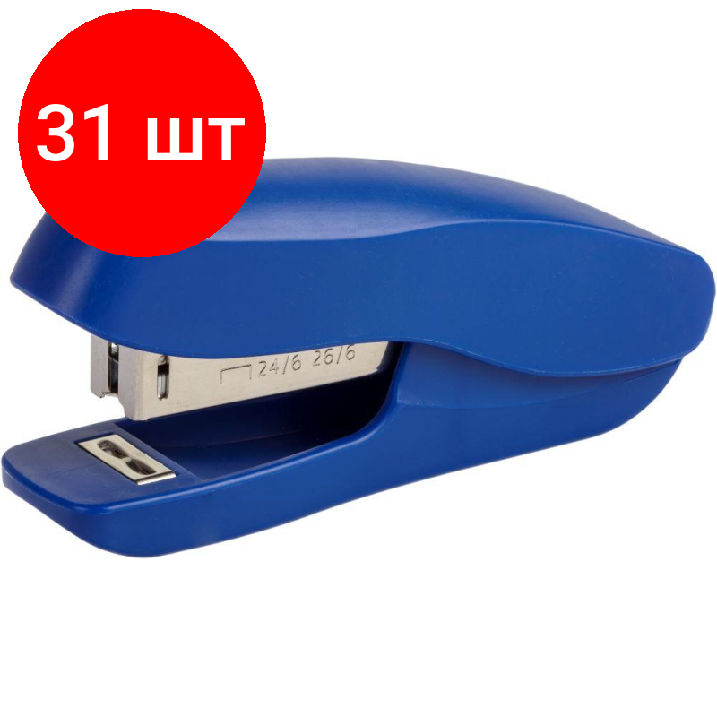 Комплект 31 штук, Степлер Attache Economy №24/6, 26/6, до 20 листов, пластик, синий