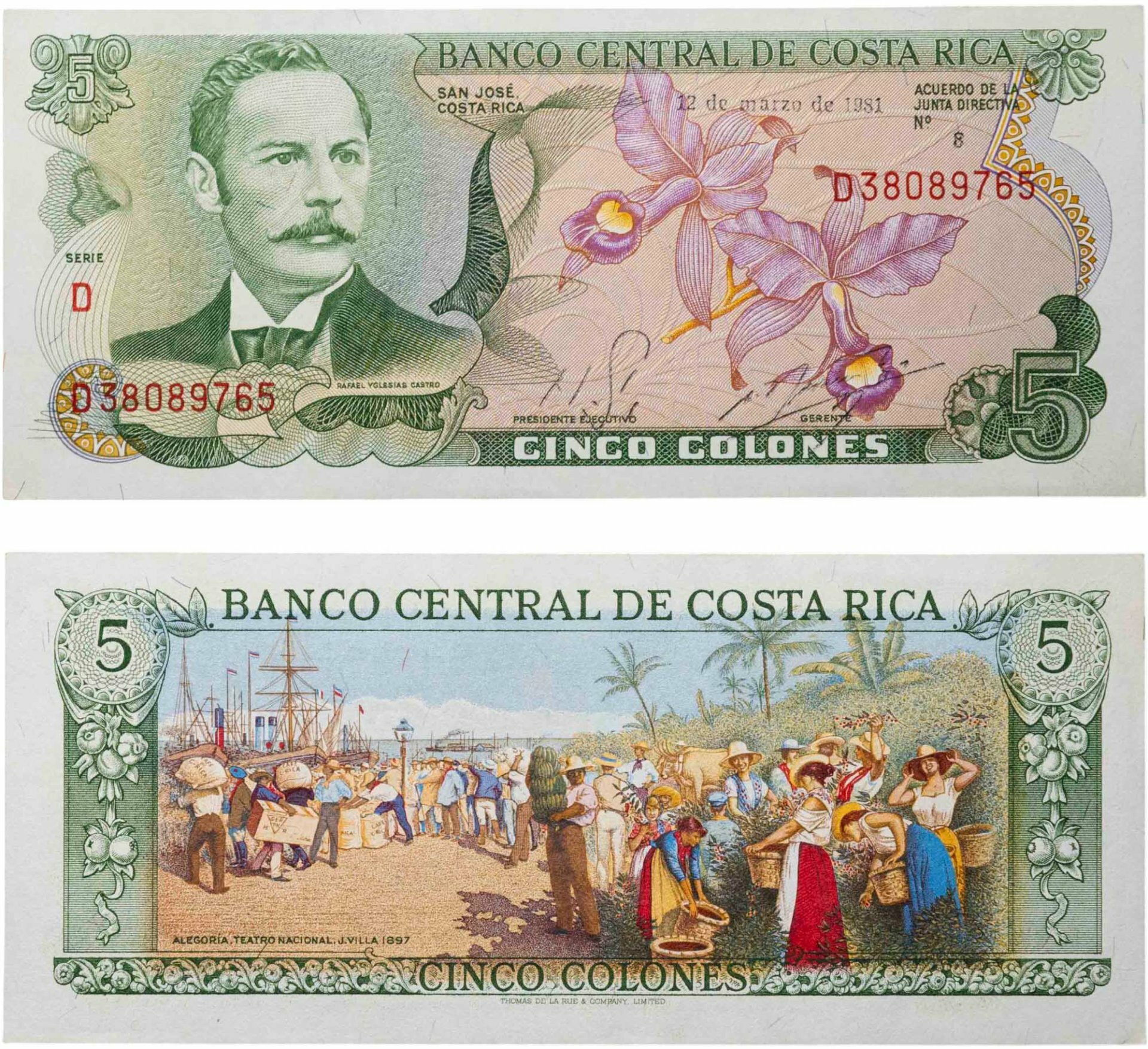 Коста Рика 5 колон 1981 год Pick-236d